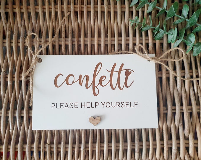 Wedding Sign, Oak Wedding Sign, Confetti Sign, Wedding Guest Confetti ...