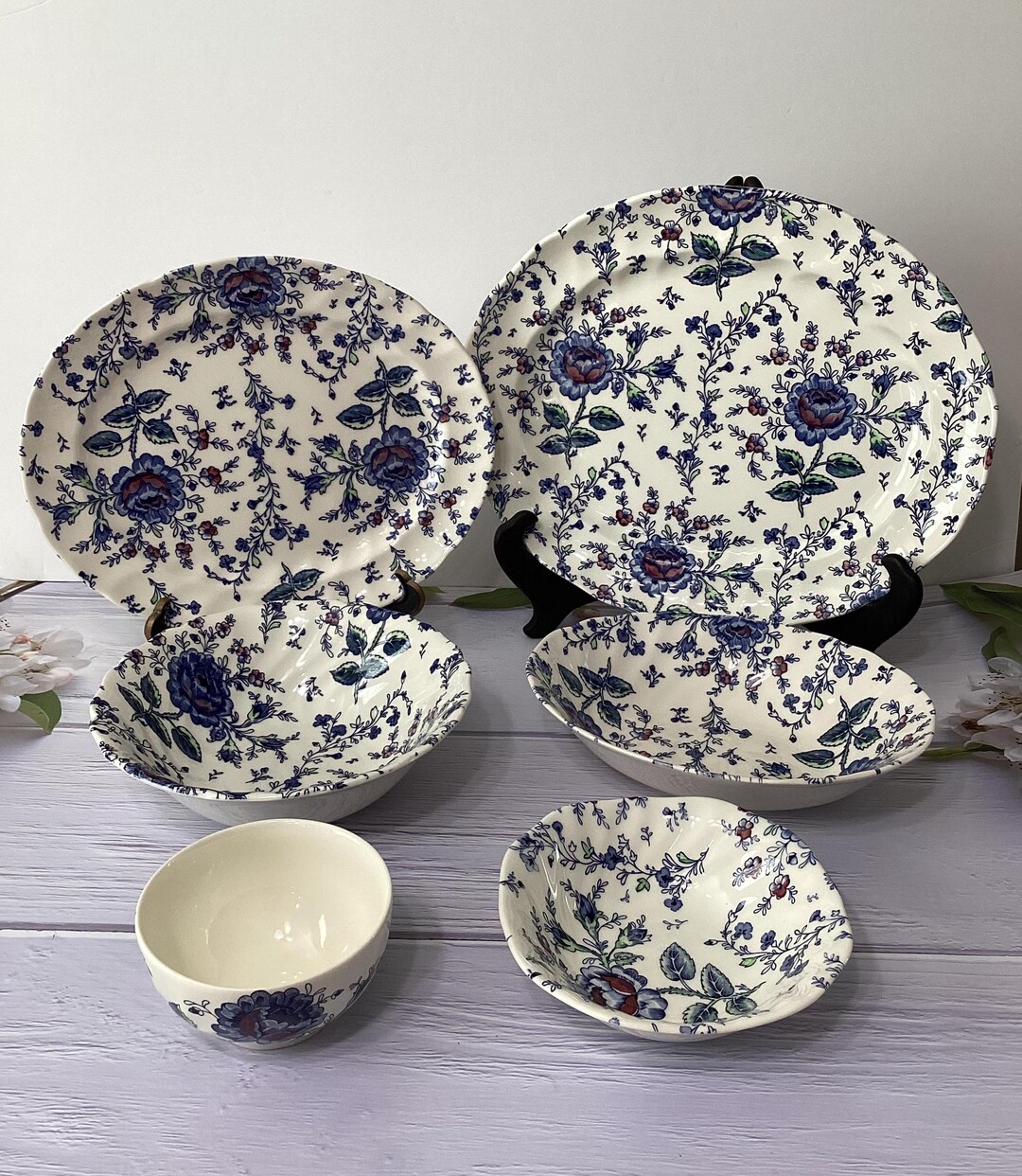 Vintage Johnson Brothers Blue Rose Chintz China - Serving Pieces and ...