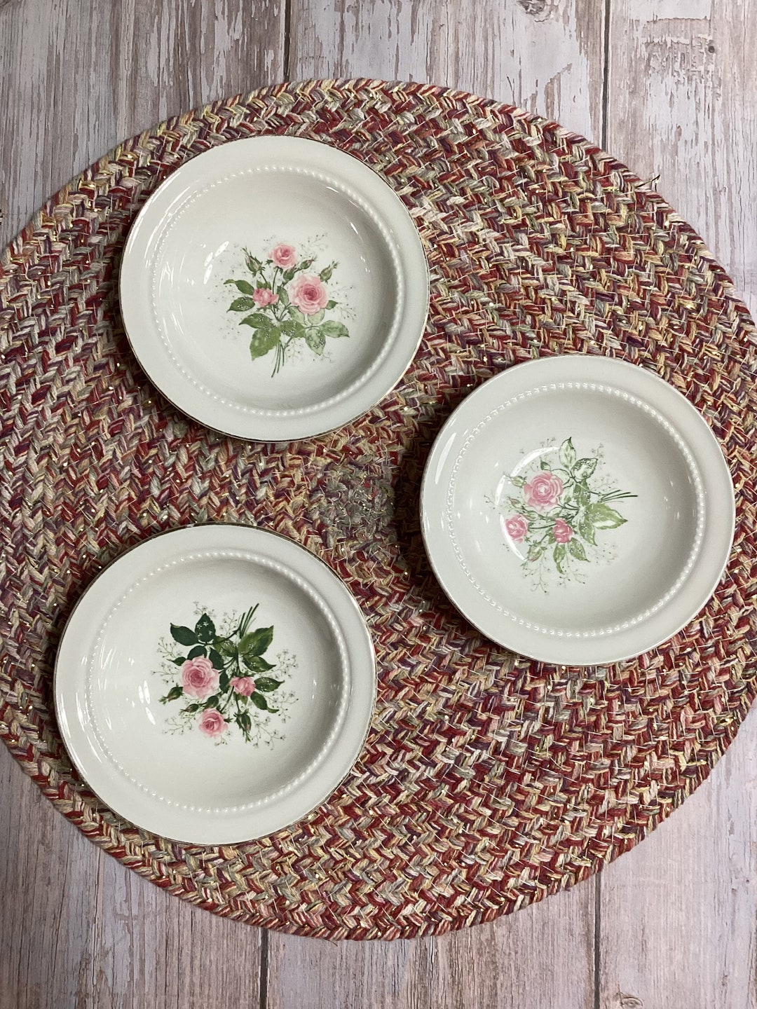 Vintage Superior Hall Dinnerware Quality Heather Rose Set of Three ...