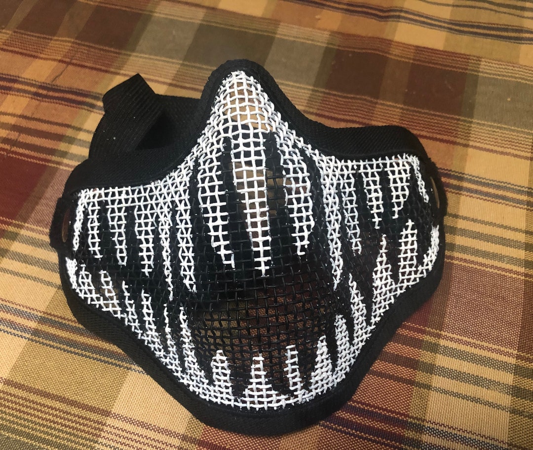 Metal Mesh Mask Black With White Teeth - Etsy