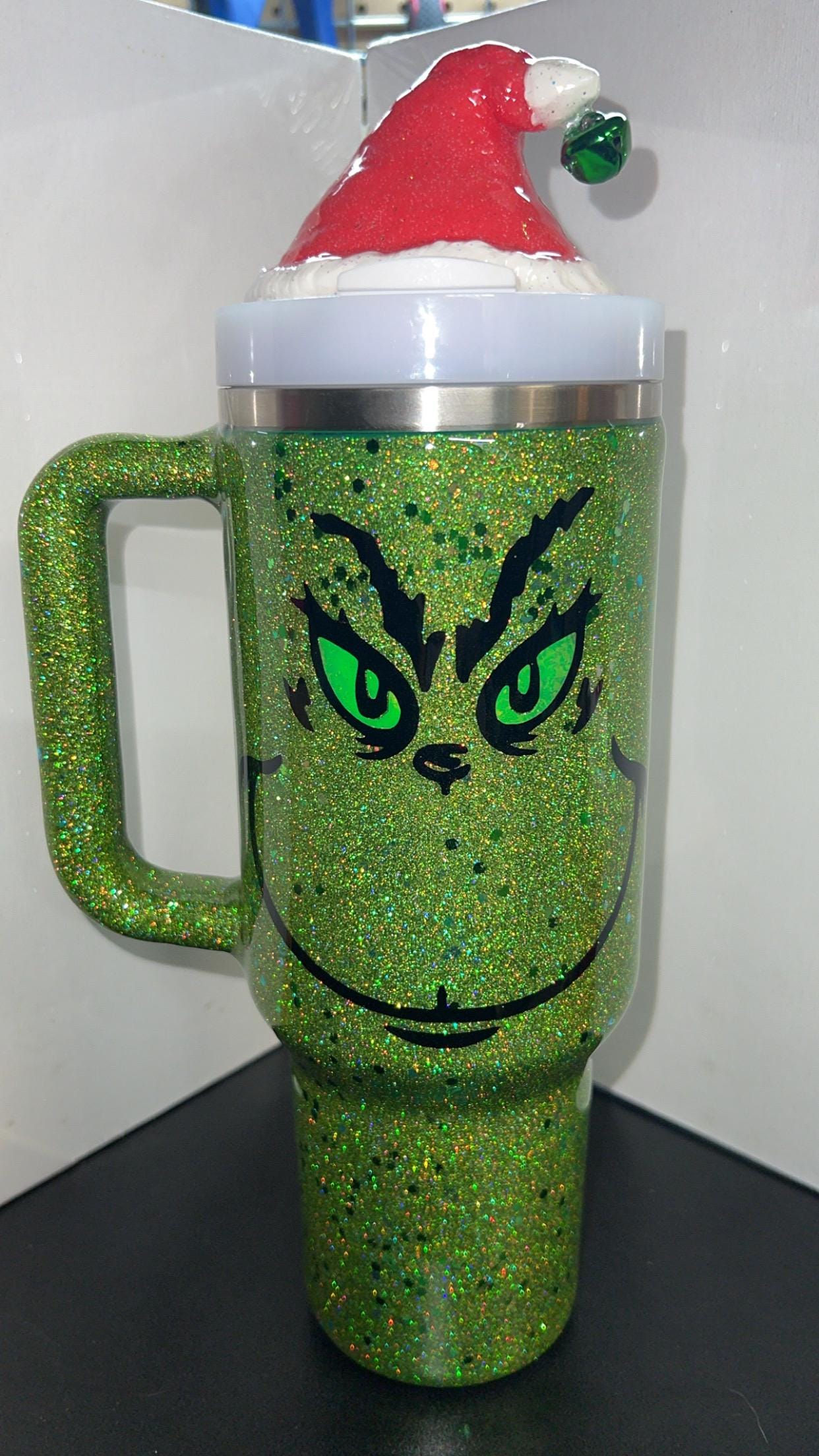 Custom Stanley Green Guy Tumbler With Santa Hat Topper - Etsy