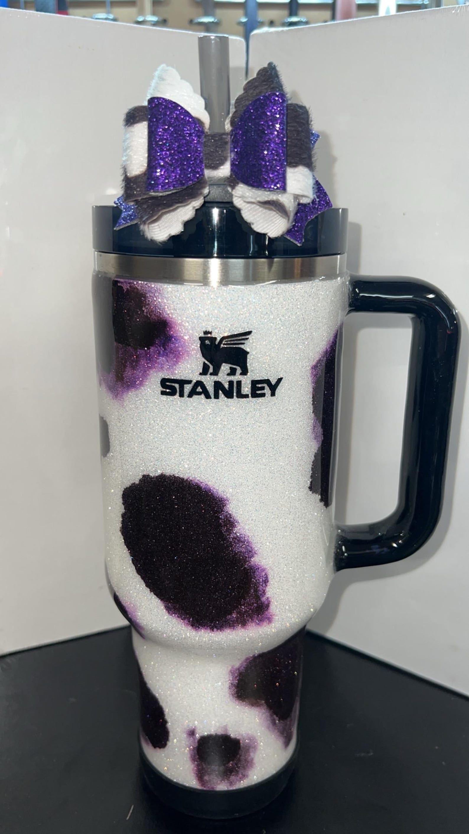 Custom 40oz Purple/black Cow Print Stanley - Etsy