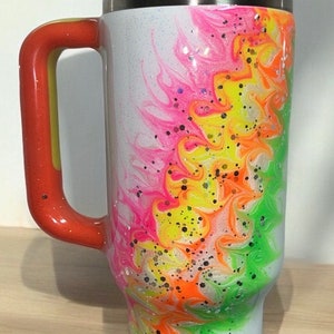 Custom 40oz White Neon Stanley - Etsy