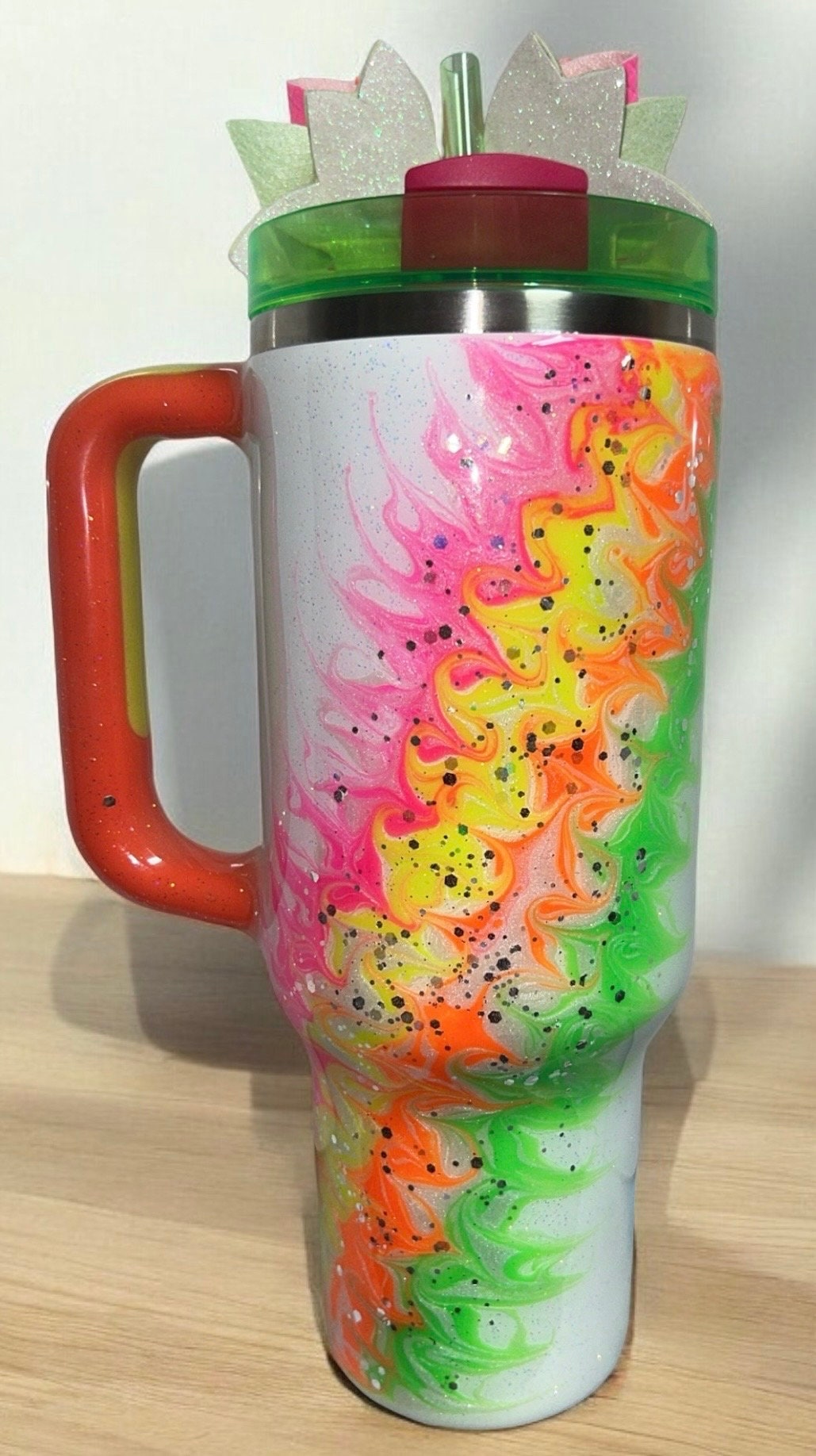 Custom 40oz White Neon Stanley - Etsy