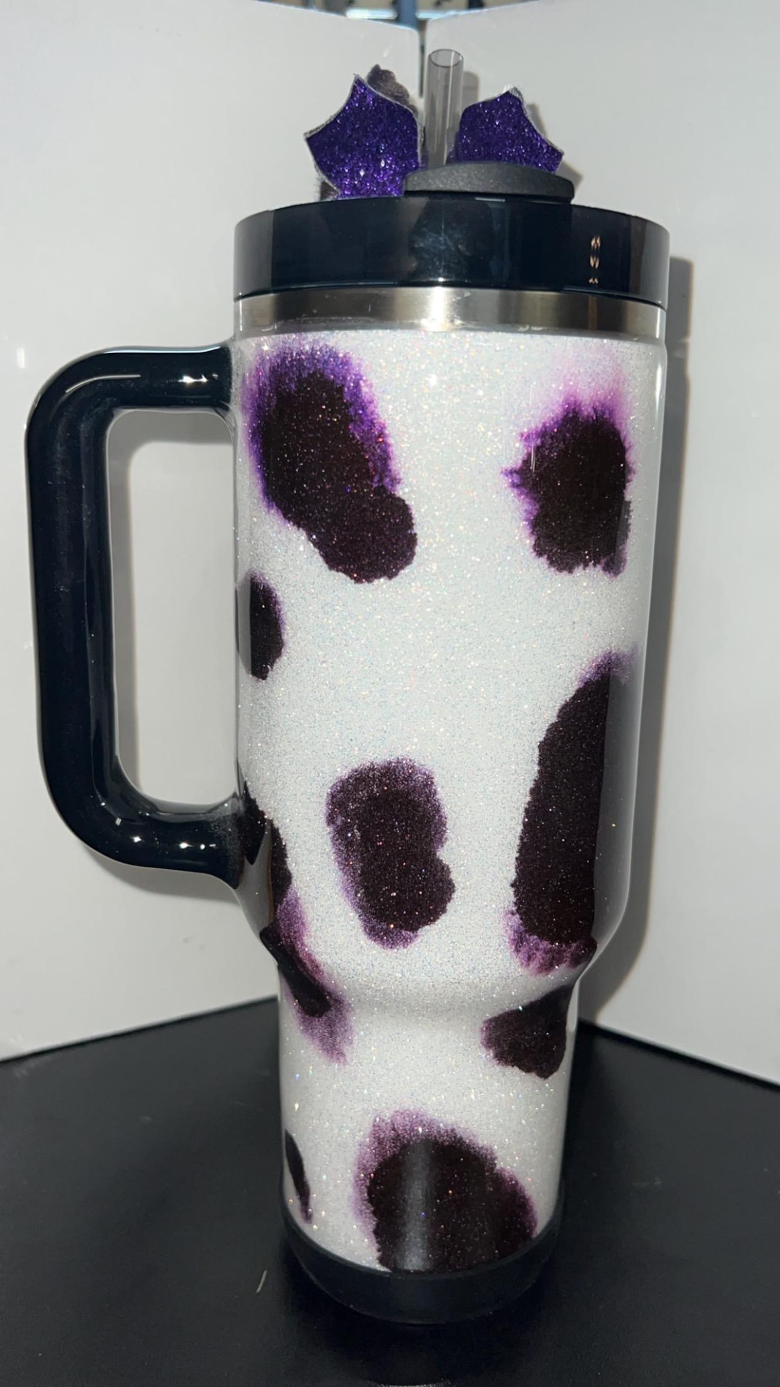 Custom 40oz Purple/black Cow Print Stanley - Etsy