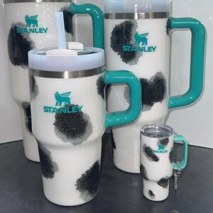 Custom 40oz Stanley Glittered Cow Print With Choice of Color Handle and ...