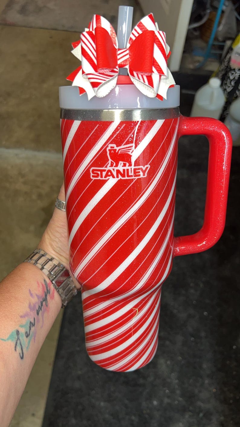 Candy Cane. Custom Stanley. Your Choice of Size. Matching Bow and ...