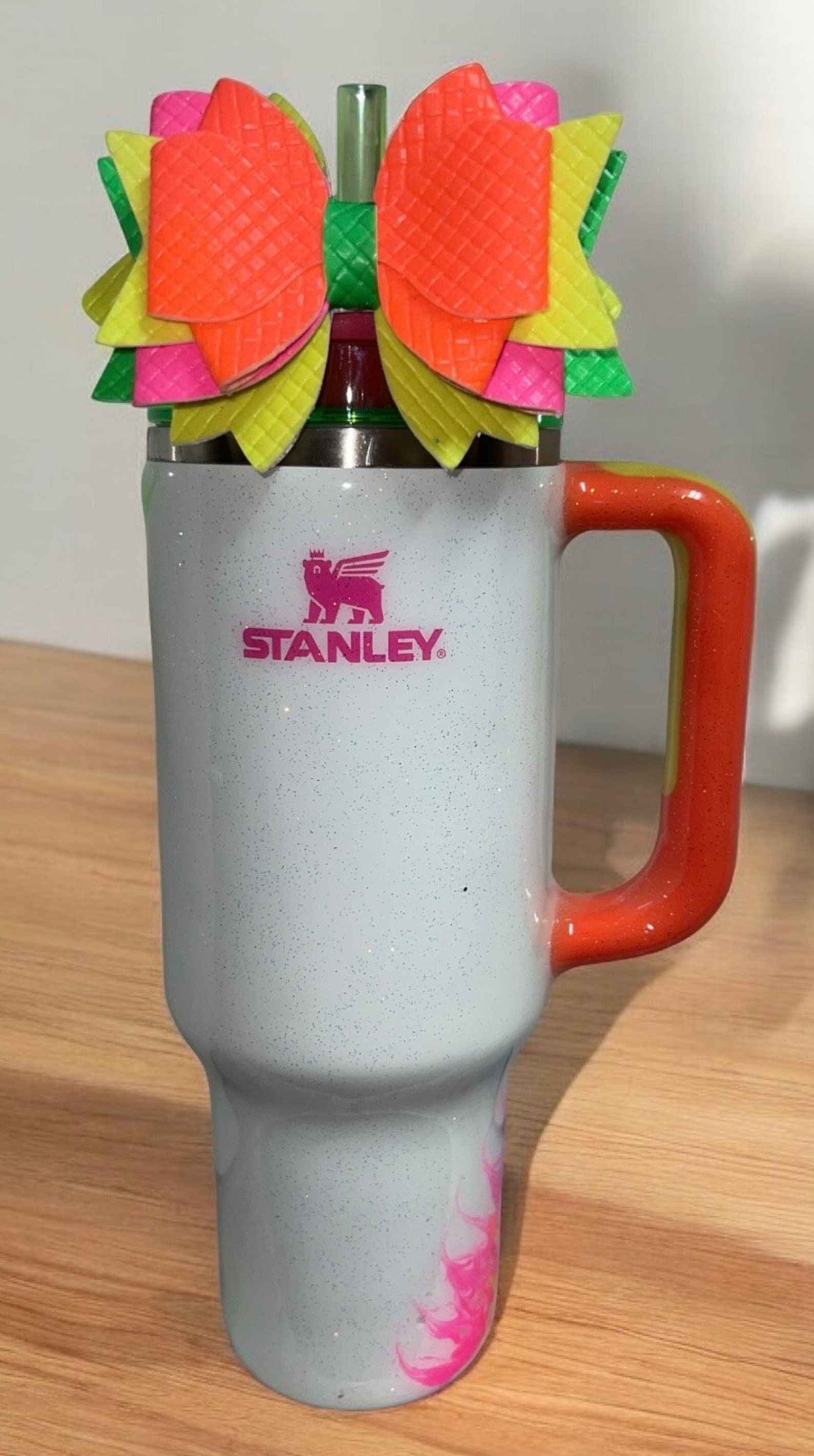 Custom 40oz White Neon Stanley - Etsy