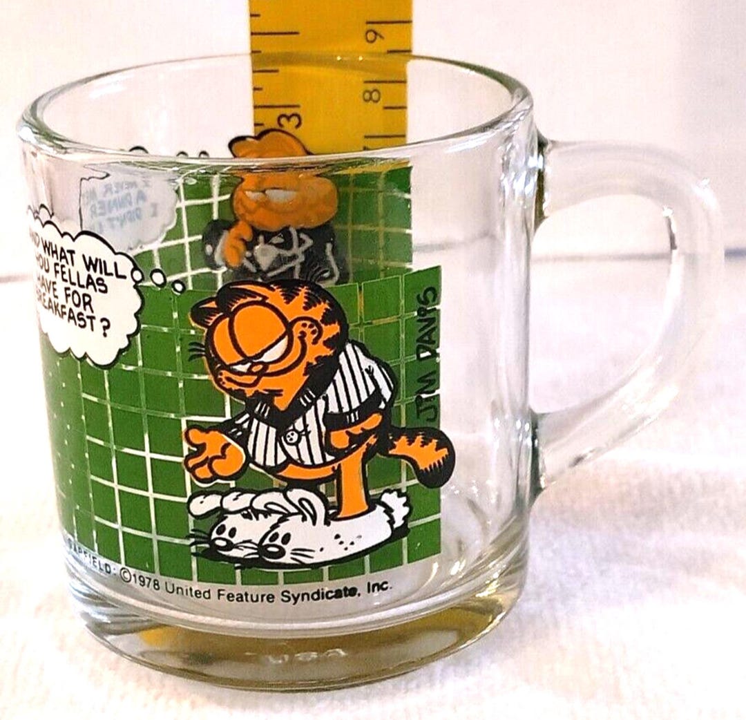 Vintage Garfield Green Tile Mug Anchor Hocking 1978 Mcdonalds Never Met ...