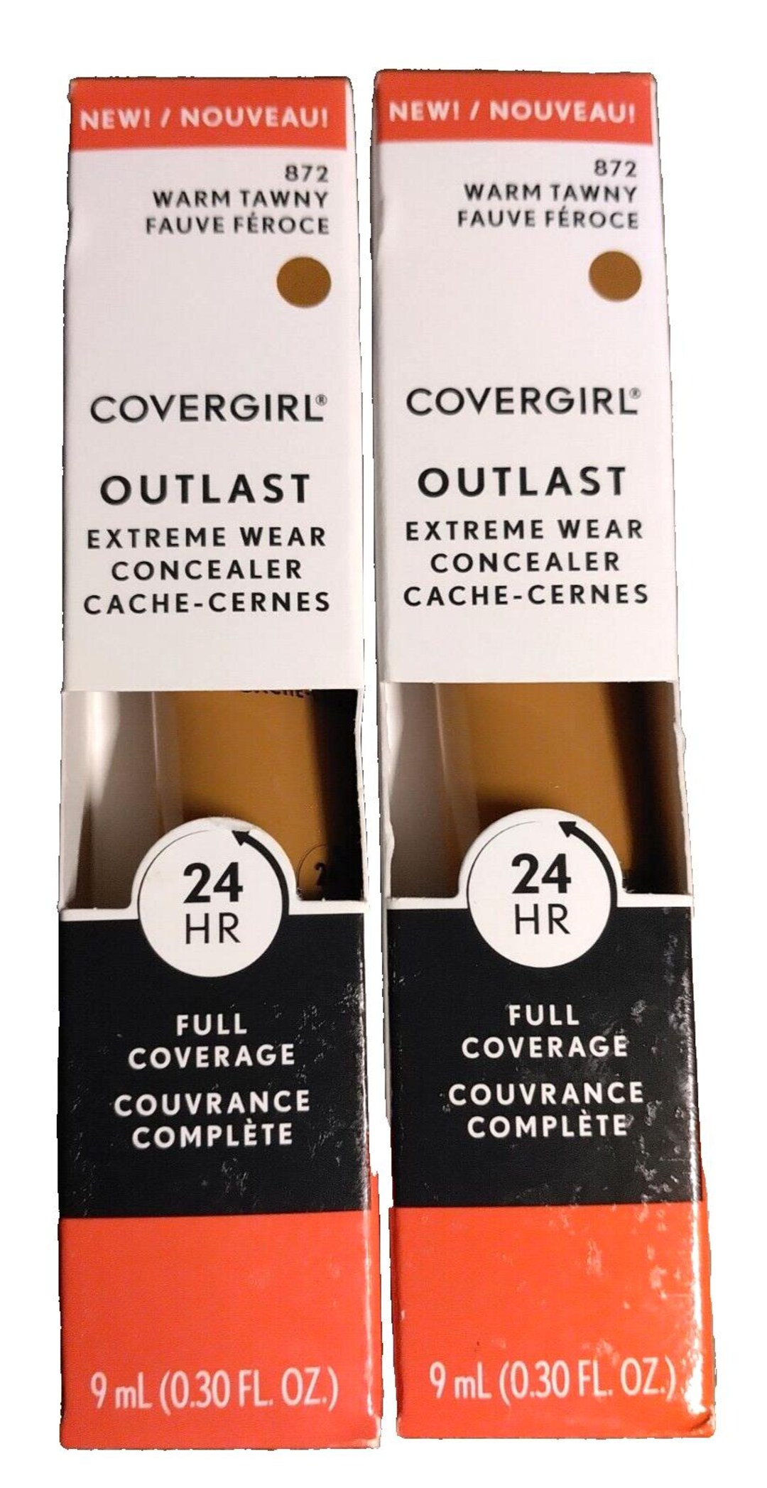 Cover Girl OUTLAST Extreme Wear Concealer Warm Tawny 872 NEW Lot of 2 ...