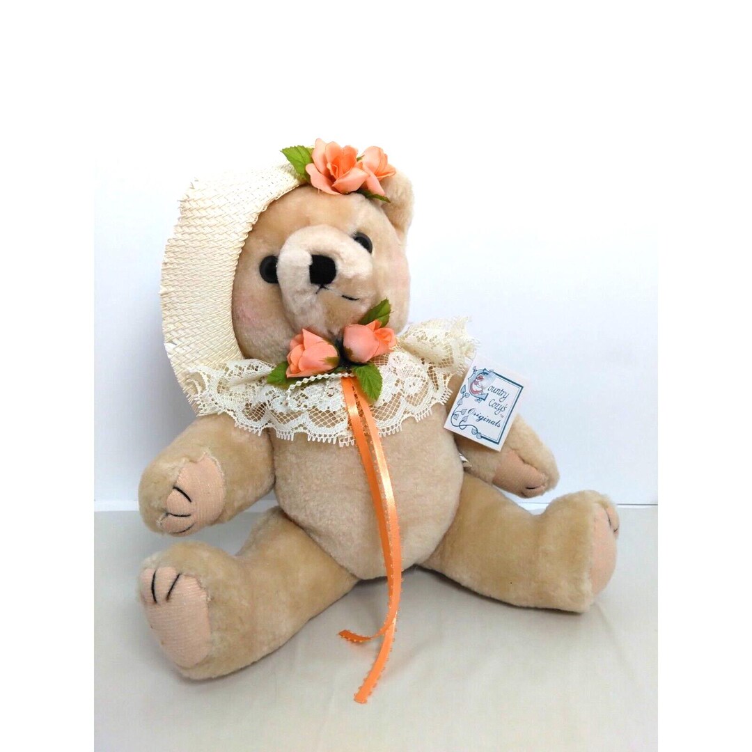 Teddy Bear Cream Plush "country Cozys Originals" Stuffed Toys/hat and ...