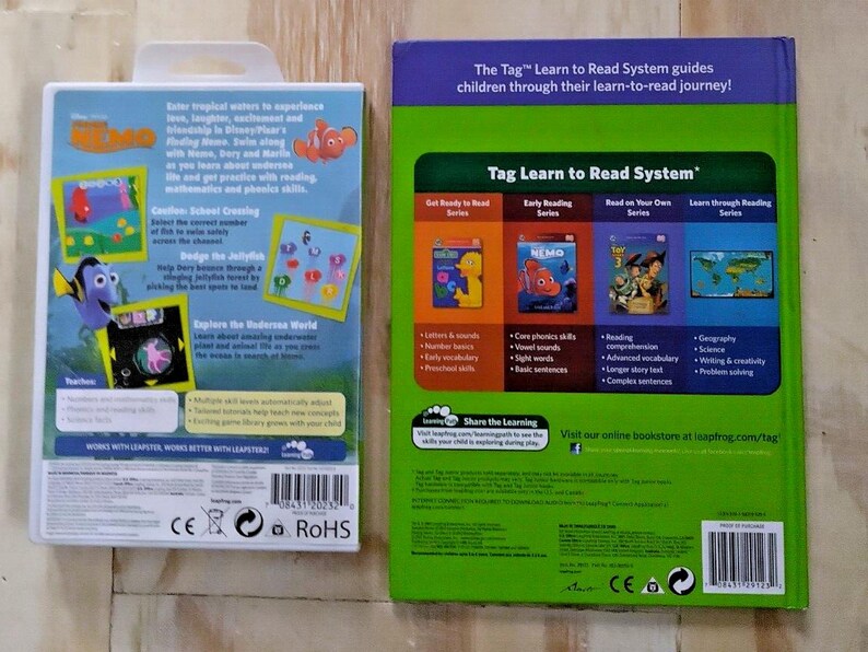 Leap Frog Leapster Finding Nemo Pre-k-k 4-6 Yrs. & Adventures Under the ...