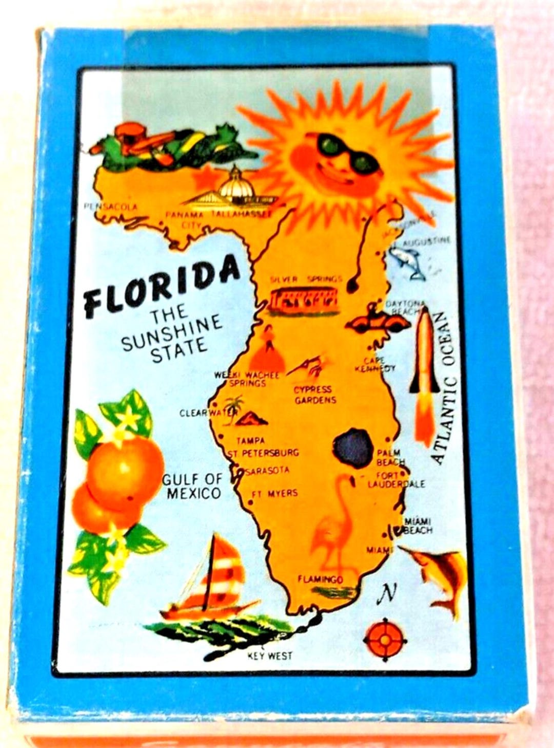 Vintage 1980s Florida Map Souvenir Playing Cards Deck Factory Sealed ...