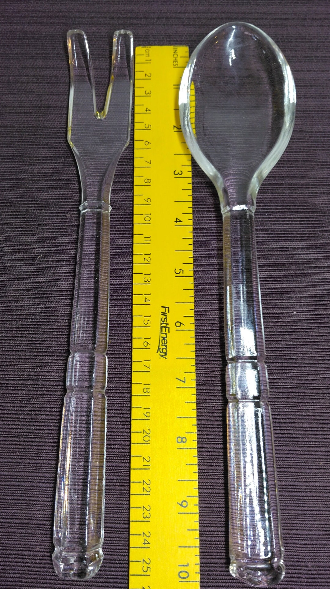 Clear Depression Glass Salad Fork & Spoon Set 1930-40's Imperial Glass ...