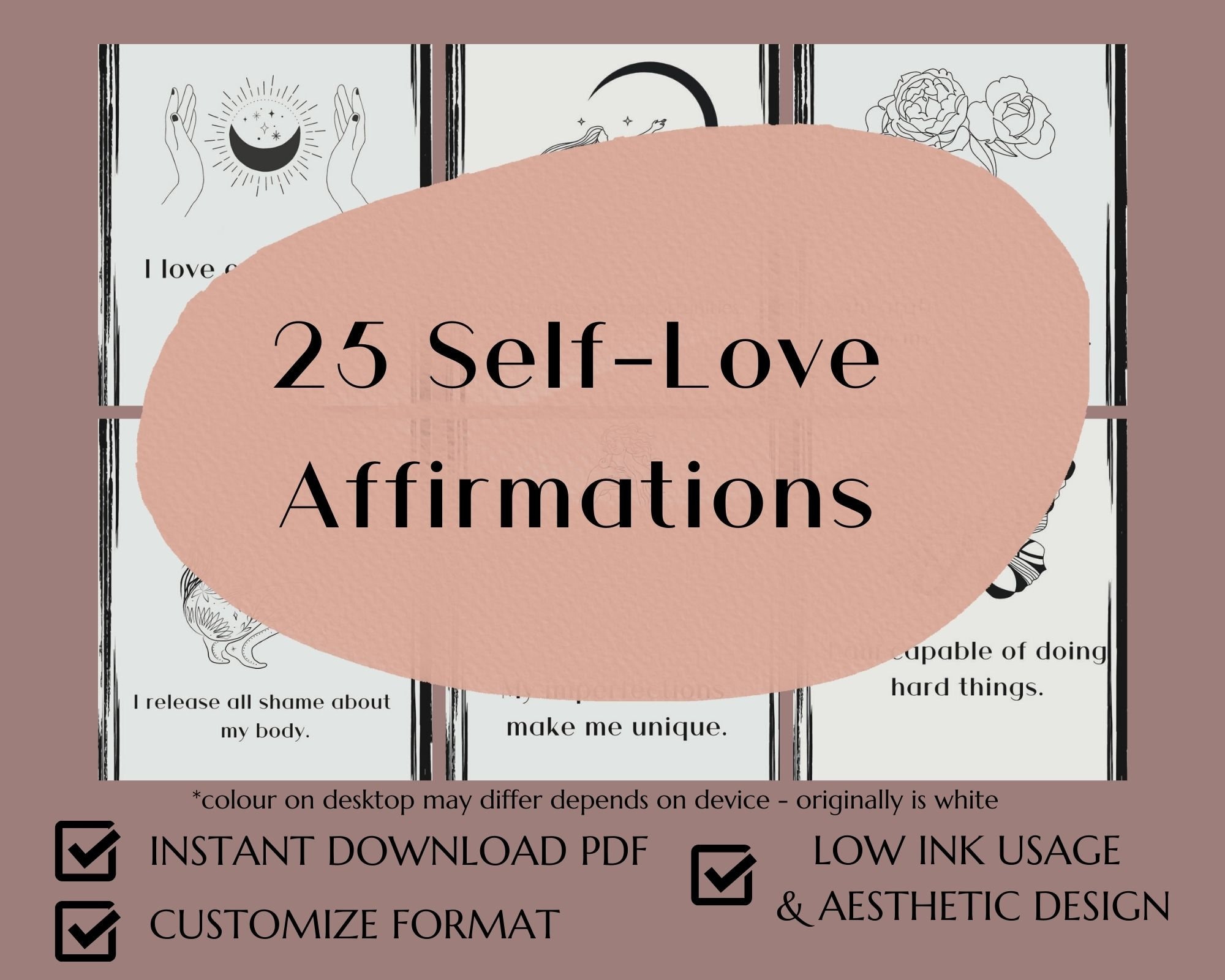 25 Self-love AFFIRMATION Cards Printable Instant Download Spiritual ...