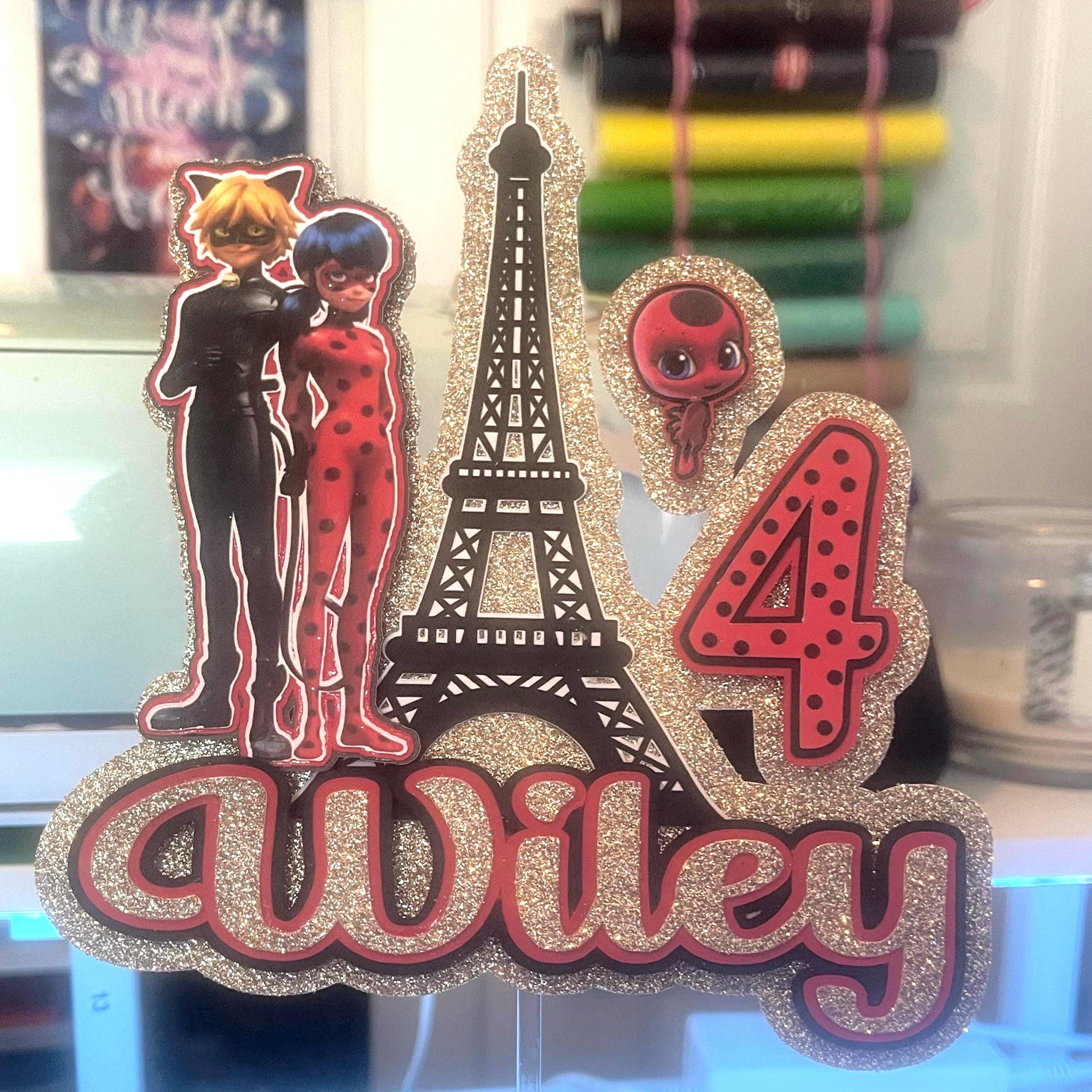 Black and Red Bug and Cat Boy Cake Topper - Etsy