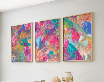 Bright Watercolor Prints, Colorful Wall Art Printable Download, Bright ...