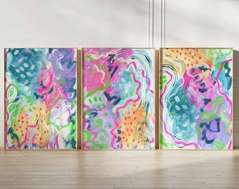 Bright Watercolor Prints, Colorful Wall Art Printable Download, Bright ...