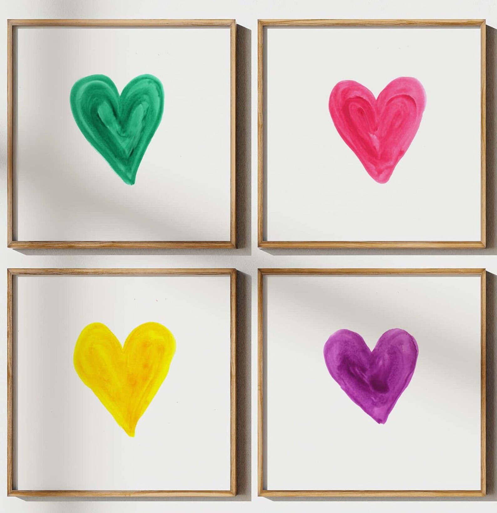 Set of 9 Colorful Heart Prints Heart Prints, Bright Heart Prints for ...