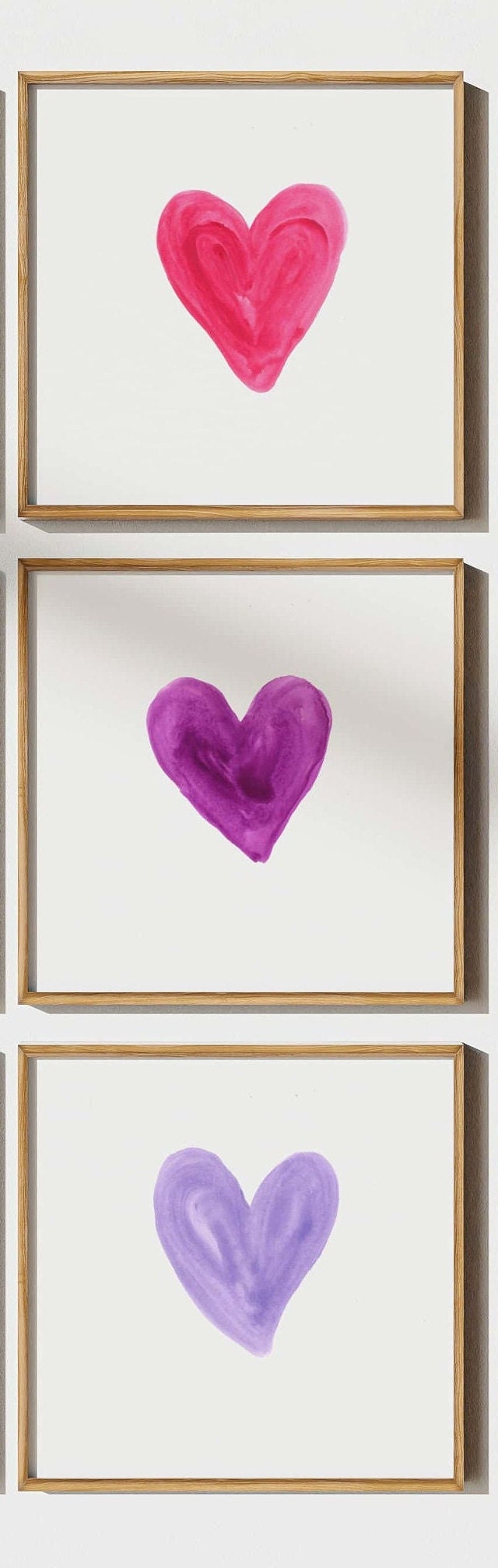 Set of 9 Colorful Heart Prints Heart Prints, Bright Heart Prints for ...