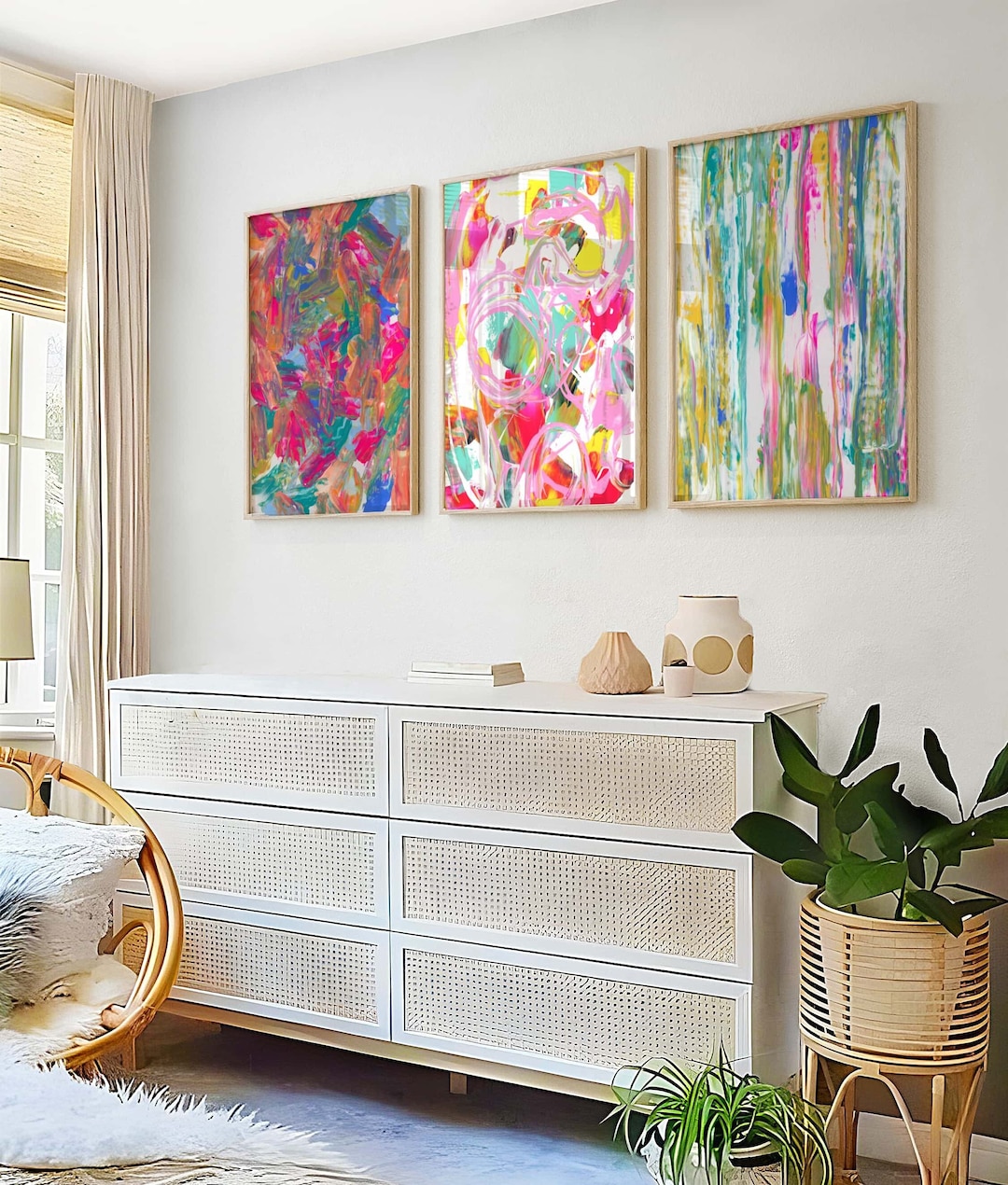 Bright Watercolor Prints Set of 3 - Colorful Wall Art Printable ...