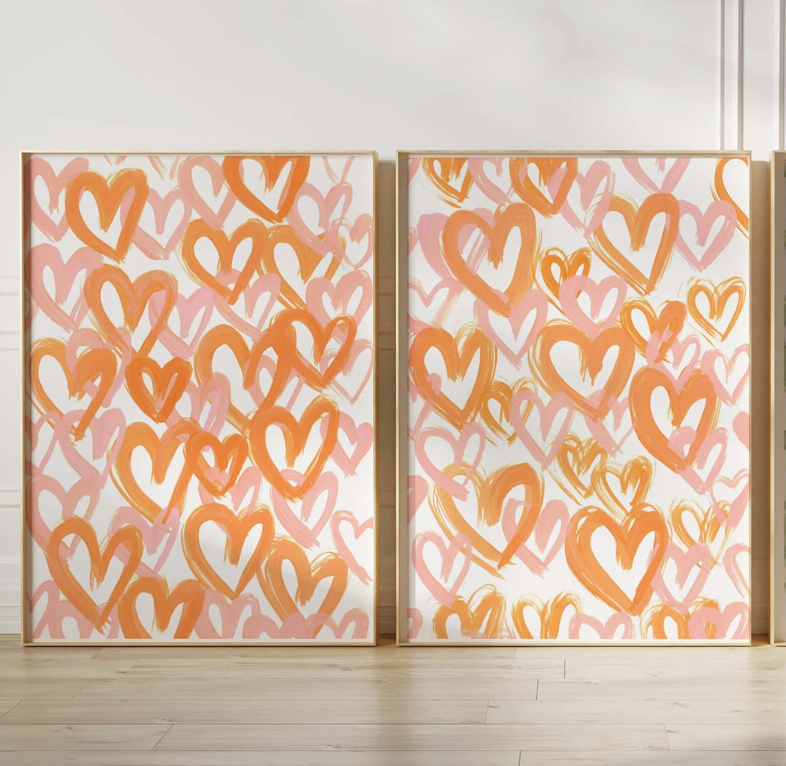 Pink and Orange Heart Prints Pink and Orange Girly Colorful - Etsy