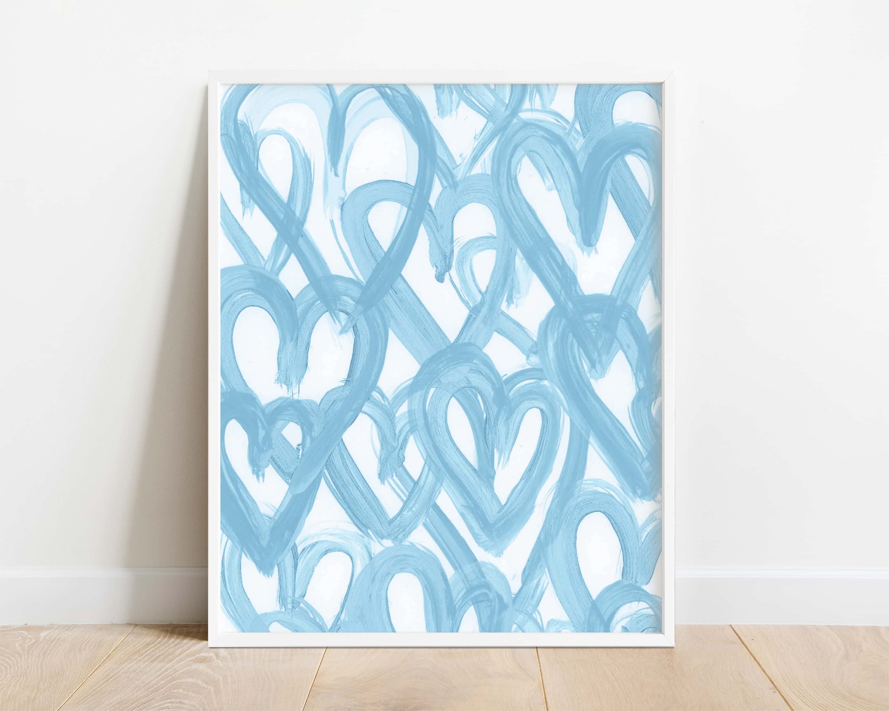 Pastel Blue Hearts Wall Art Prints Set - Girly and Trendy Decor ...