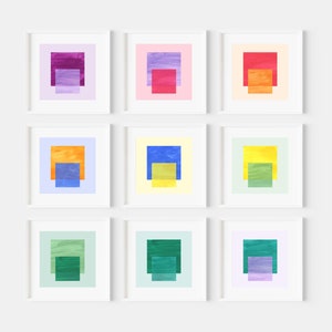 Set of 9 Geometric Art Prints, Color Block Art, Colorful Prints ...