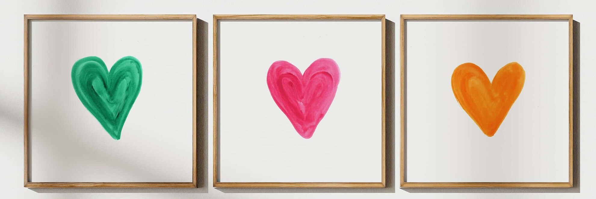 Set of 9 Colorful Heart Prints Heart Prints, Bright Heart Prints for ...