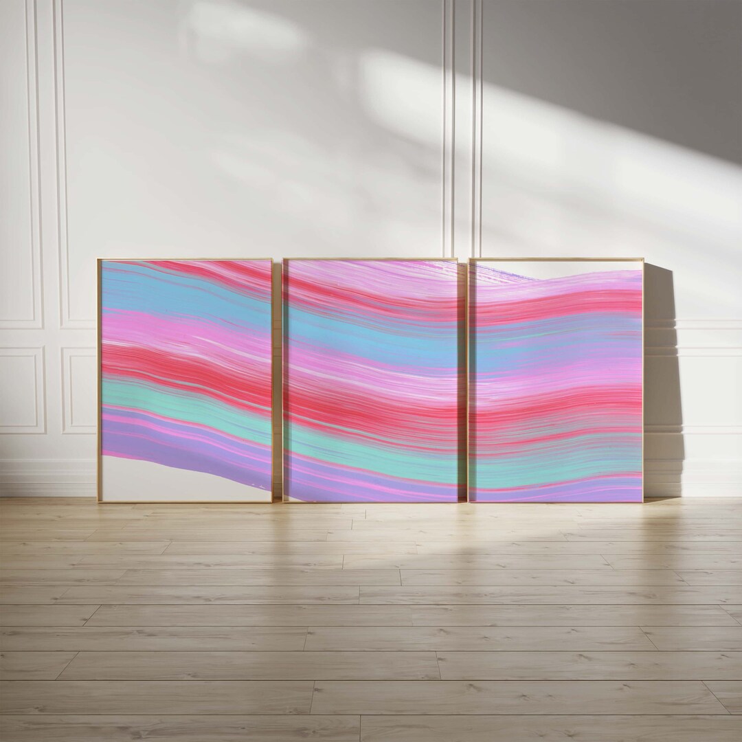 Pink Girly Art Bundle - Set of 3 Digital Prints in Pink and Red - Girly ...