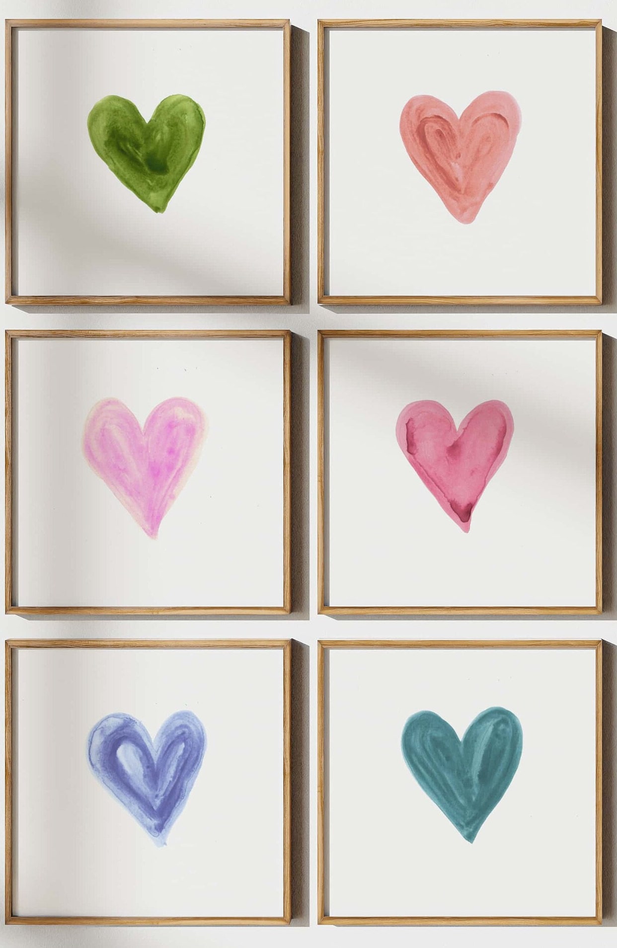 Set of 9 Colorful Heart Prints Heart Prints, Bright Heart Prints for ...
