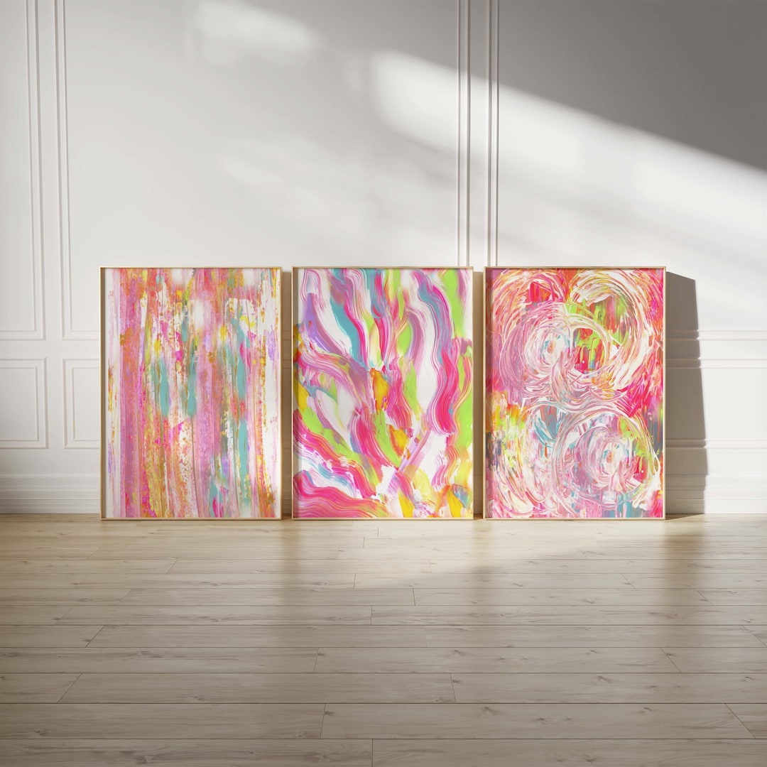 Bright Art Prints, Pink and Orange Art Prints, Rainbow Art, Bright ...