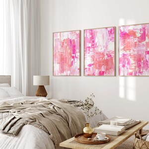 Hot Pink Wall Art Set of 3 Prints | Set of 3 Pink Prints | Light Pink ...