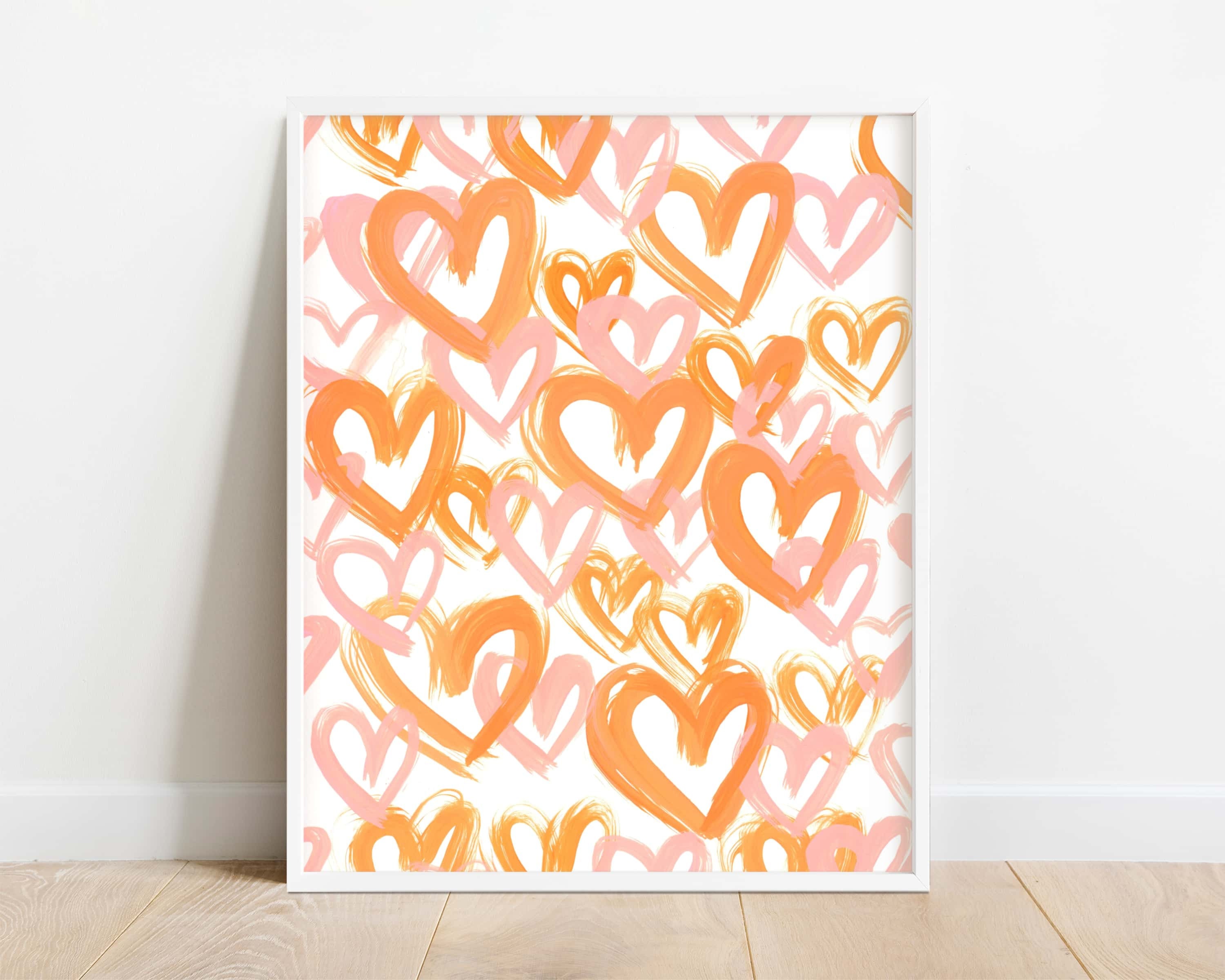 Pink and Orange Heart Prints Pink and Orange Girly Colorful - Etsy