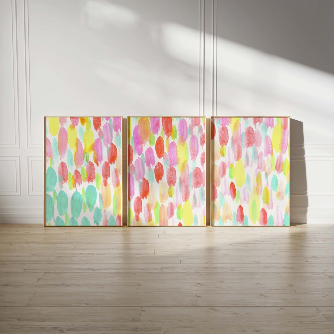 Bright Watercolor Wall Art Printable Set of 3 for Kids' Room Decor ...