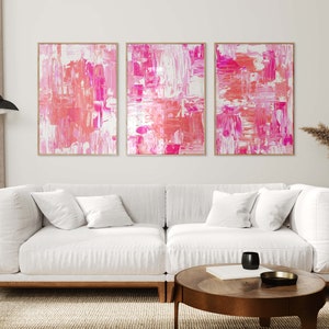 Hot Pink Wall Art Set of 3 Prints | Set of 3 Pink Prints | Light Pink ...