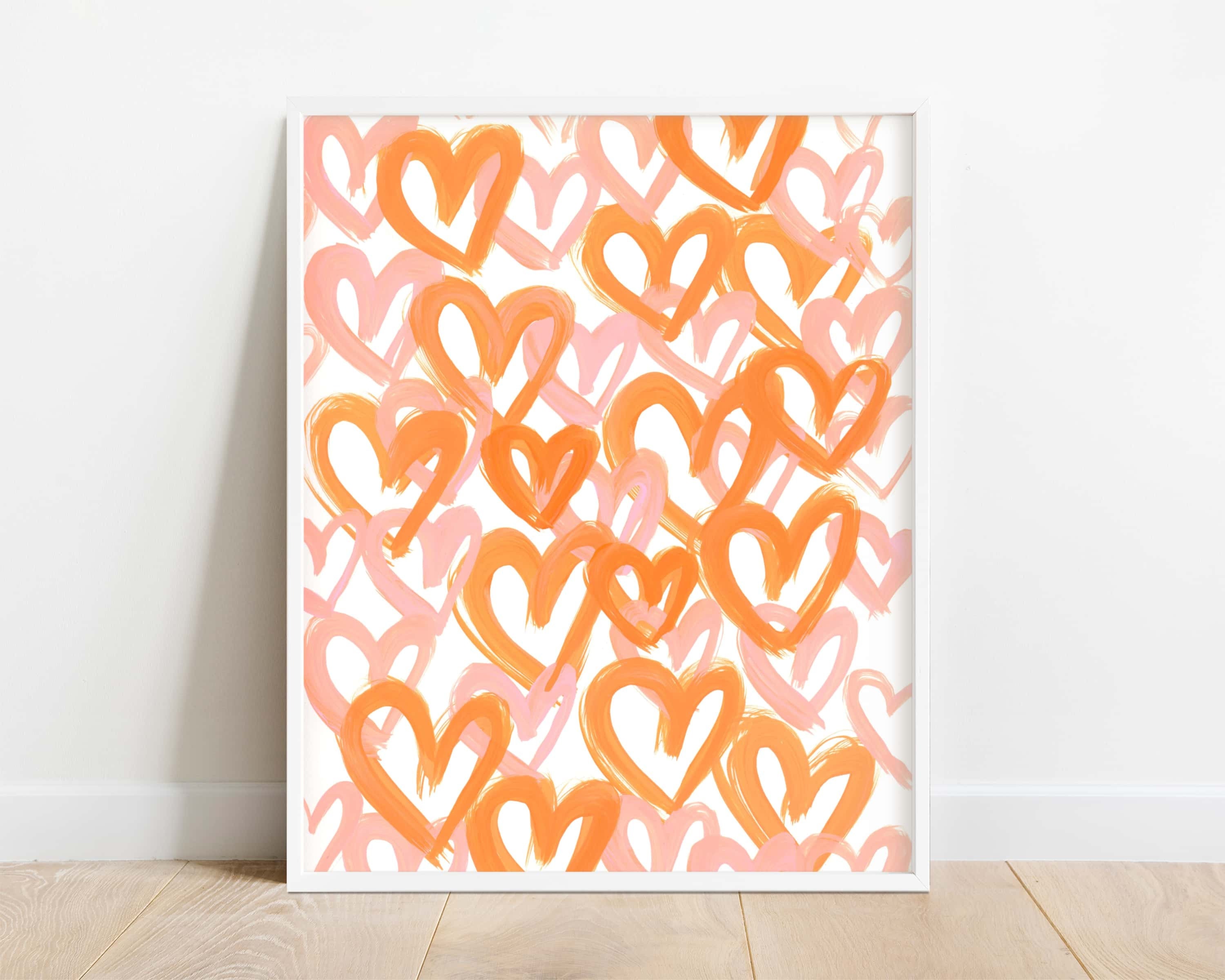Pink and Orange Heart Prints Pink and Orange Girly Colorful - Etsy