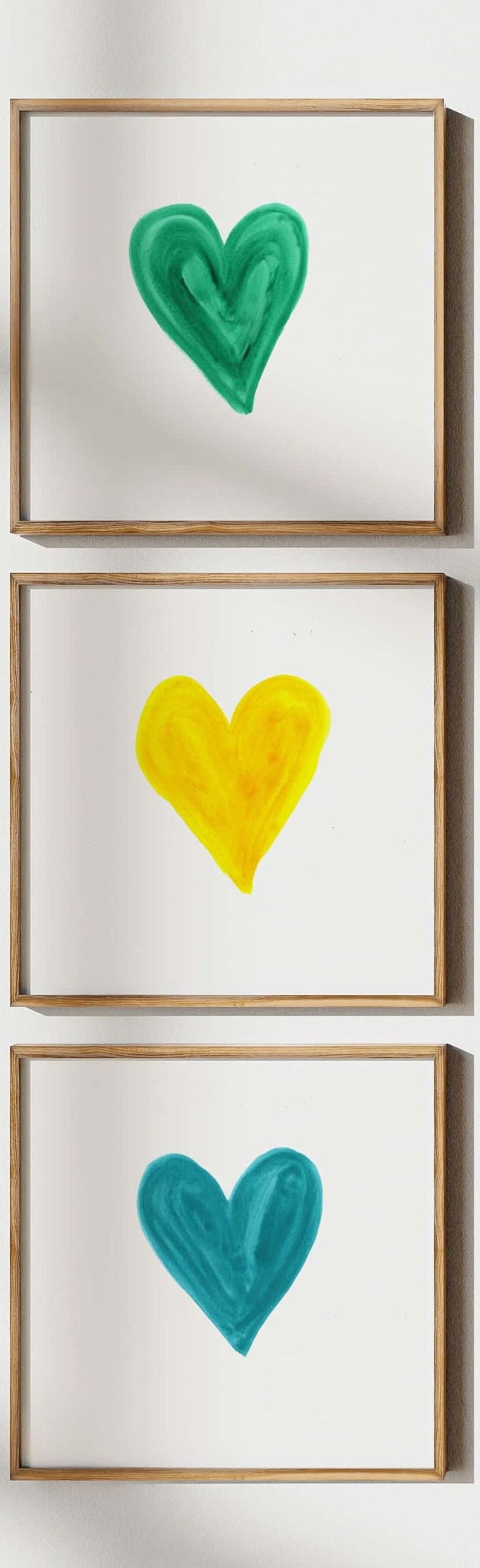 Set of 9 Colorful Heart Prints Heart Prints, Bright Heart Prints for ...