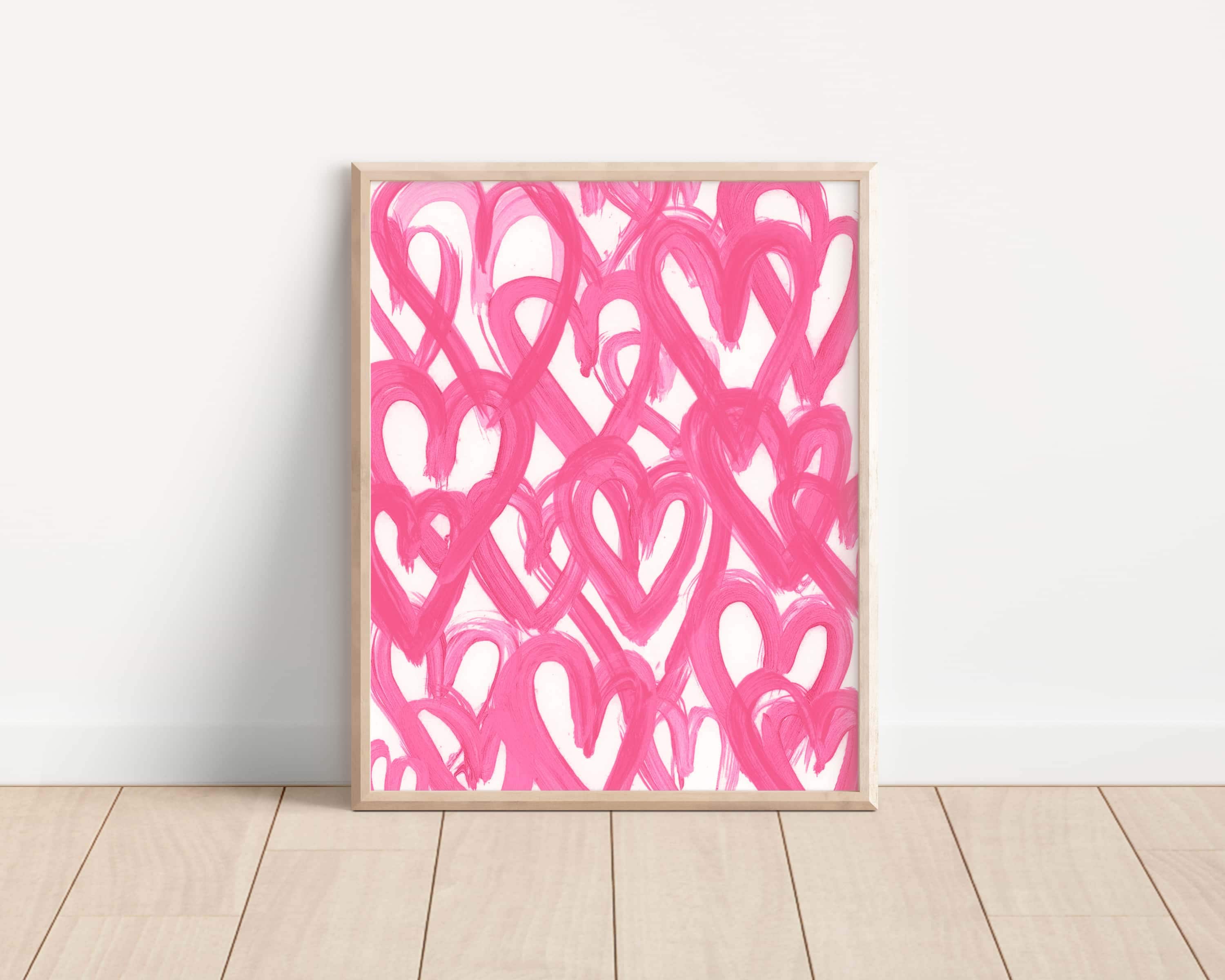 Bright Pink Heart Prints Pink Heart Art Pink Hearts Pink - Etsy