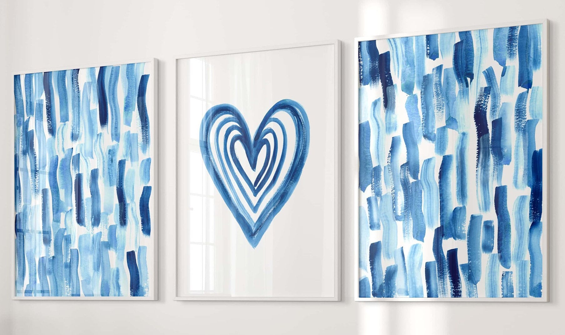 Navy Heart Poster Set of 3, Navy Heart Prints, 3 Blue Posters, Navy ...
