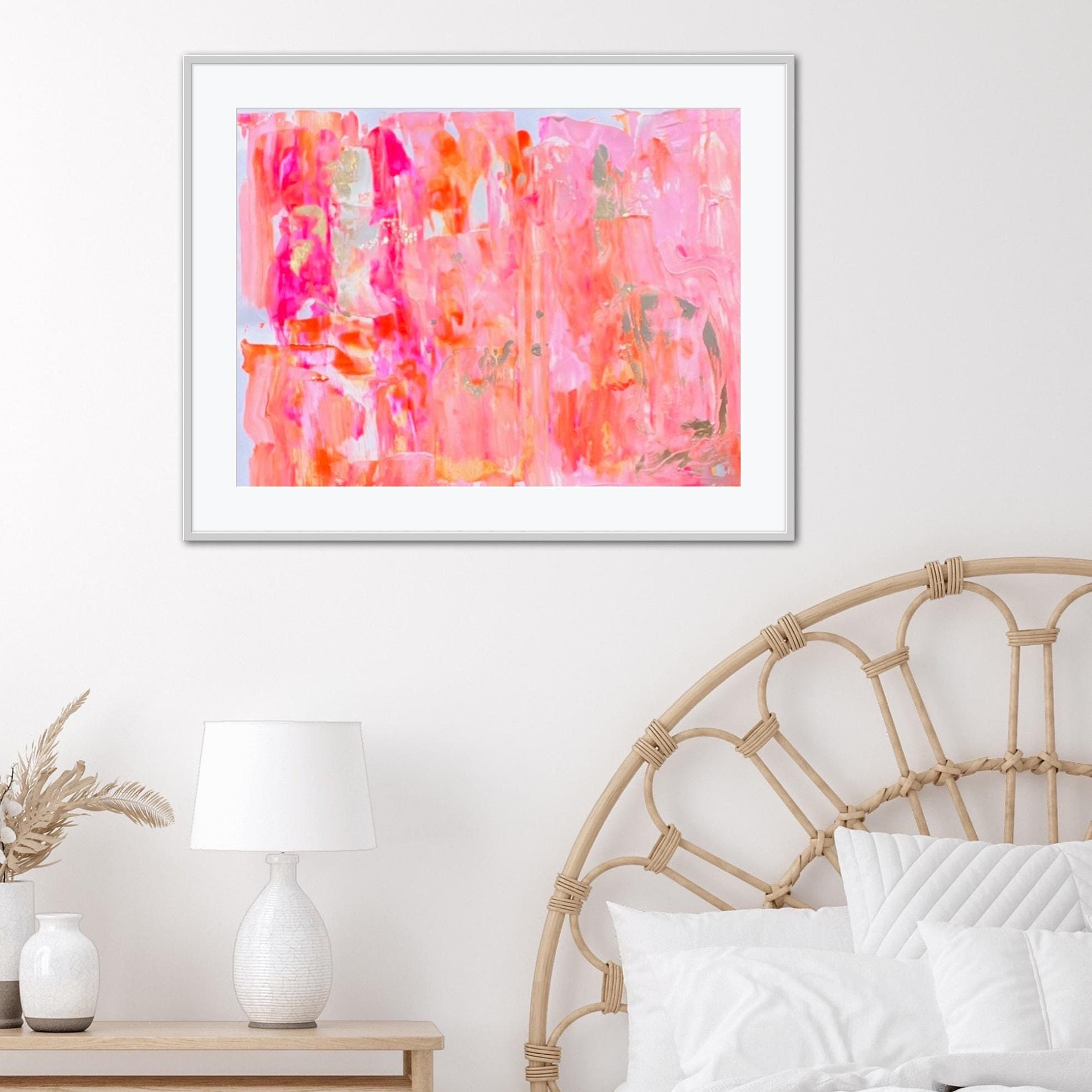 Custom Girls Room Palette Painting in Pink and Orange 18x24 Wall Art ...