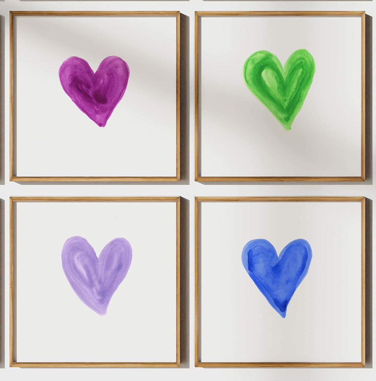Set of 9 Colorful Heart Prints Heart Prints Bright Heart - Etsy