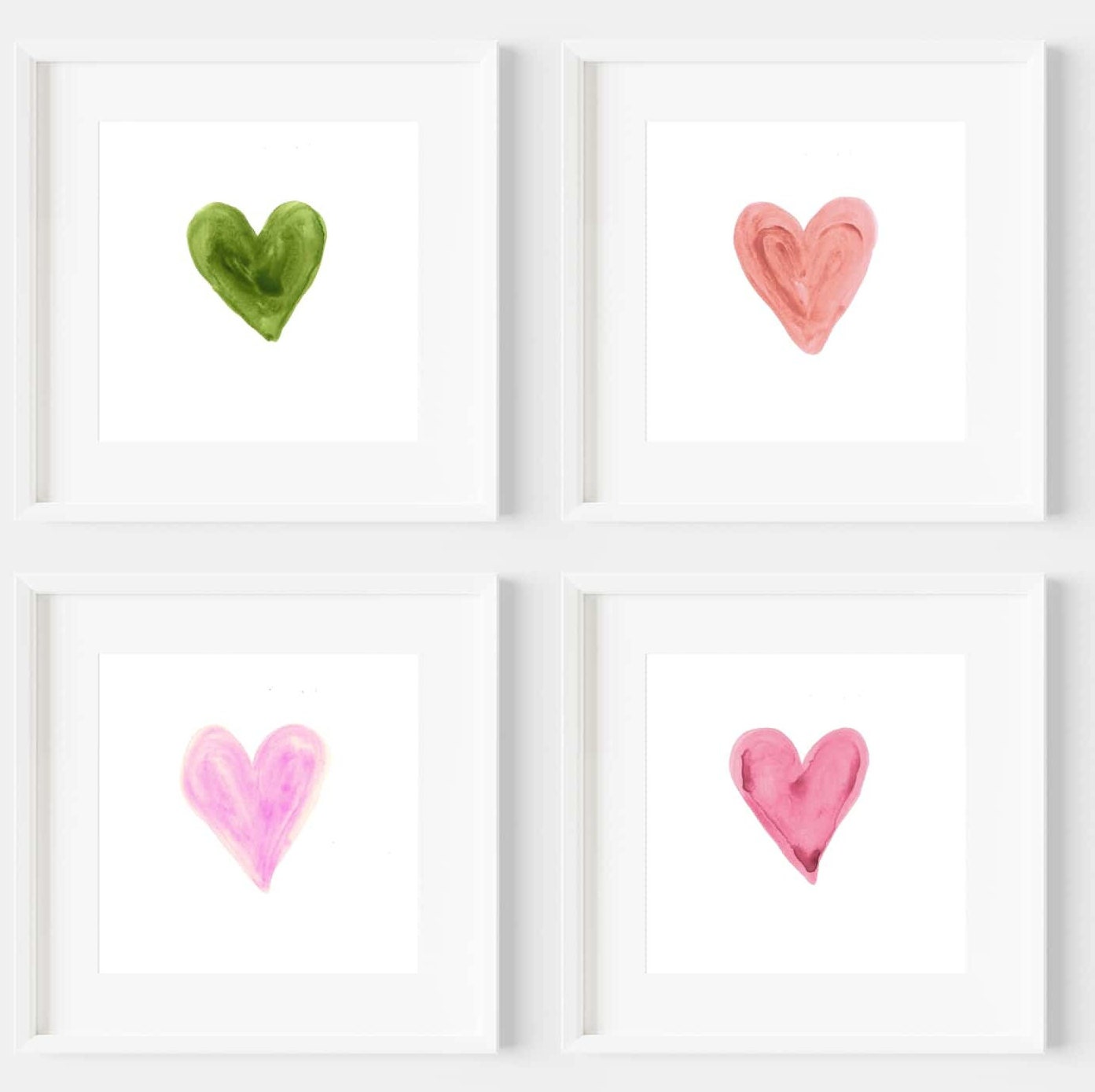 Set of 9 Colorful Heart Prints Heart Prints, Bright Heart Prints for ...