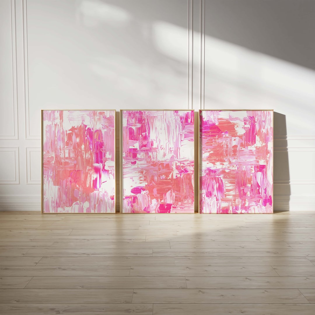 Hot Pink Wall Art Set of 3 Prints | Set of 3 Pink Prints | Light Pink ...