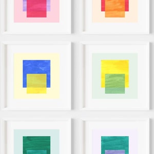 Set of 9 Geometric Art Prints, Color Block Art, Colorful Prints ...