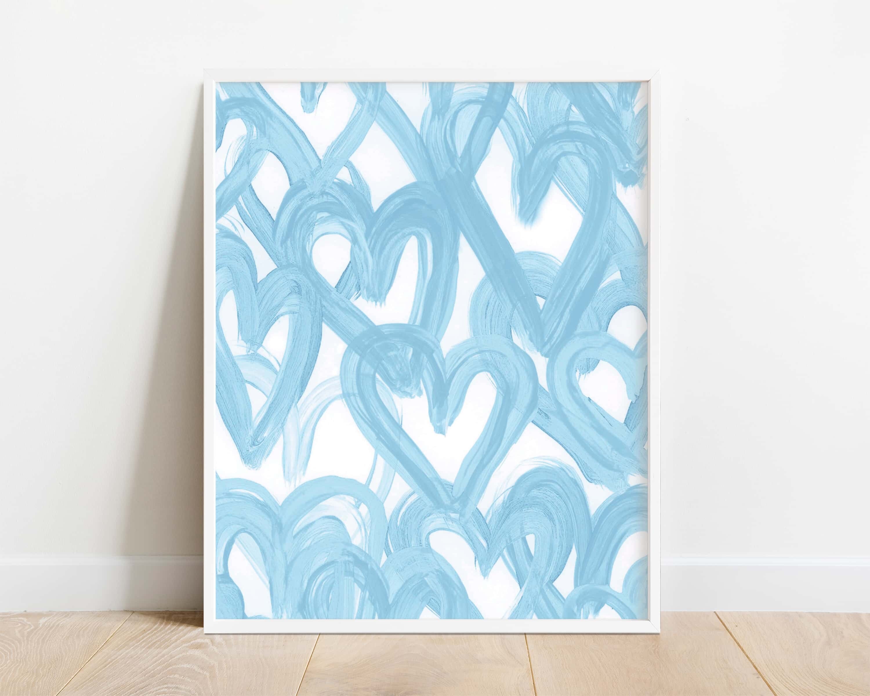Pastel Blue Hearts Wall Art Prints Set - Girly and Trendy Decor ...