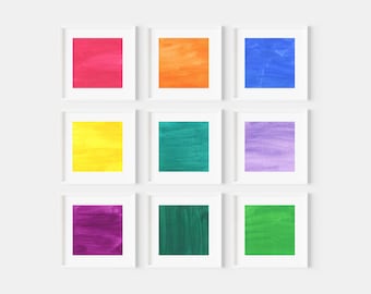 Set of 6 Geometric Art Prints, Color Block Art, Colorful Prints ...