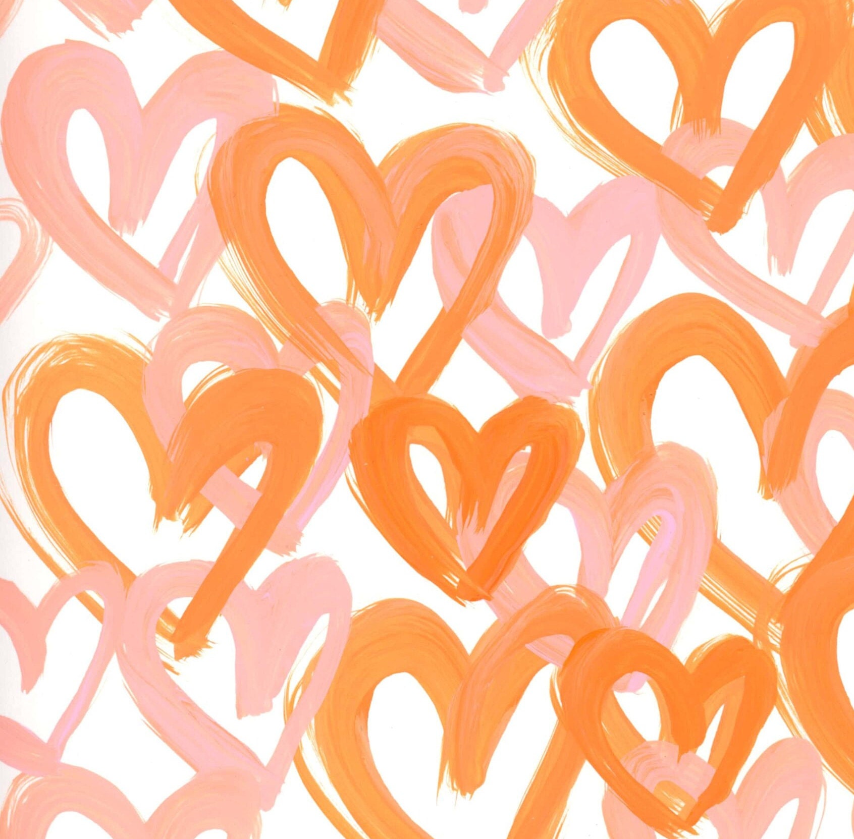 Pink and Orange Heart Prints Pink and Orange Girly Colorful - Etsy