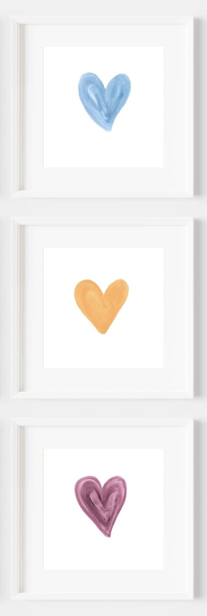 Set of 9 Colorful Heart Prints Heart Prints, Bright Heart Prints for ...