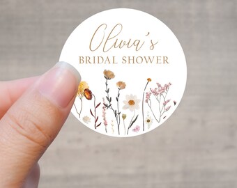Bridal Shower Favor Stickers, Wildflower Labels for Bridal Shower ...